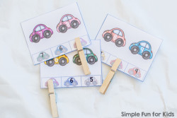 Colorful Cars Counting On Clip Cards - Simple Fun for Kids