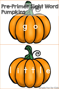 Pre-Primer Sight Word Pumpkins - Simple Fun for Kids