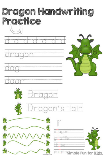 Dragon Handwriting Practice Printable - Simple Fun for Kids