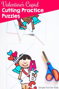 Valentine's Cupid Cutting Practice Puzzles - Simple Fun for Kids