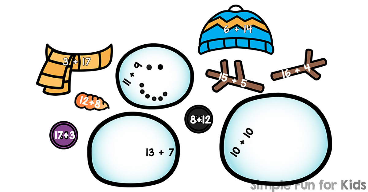 Build an Addition Snowman 19-20 - Simple Fun for Kids