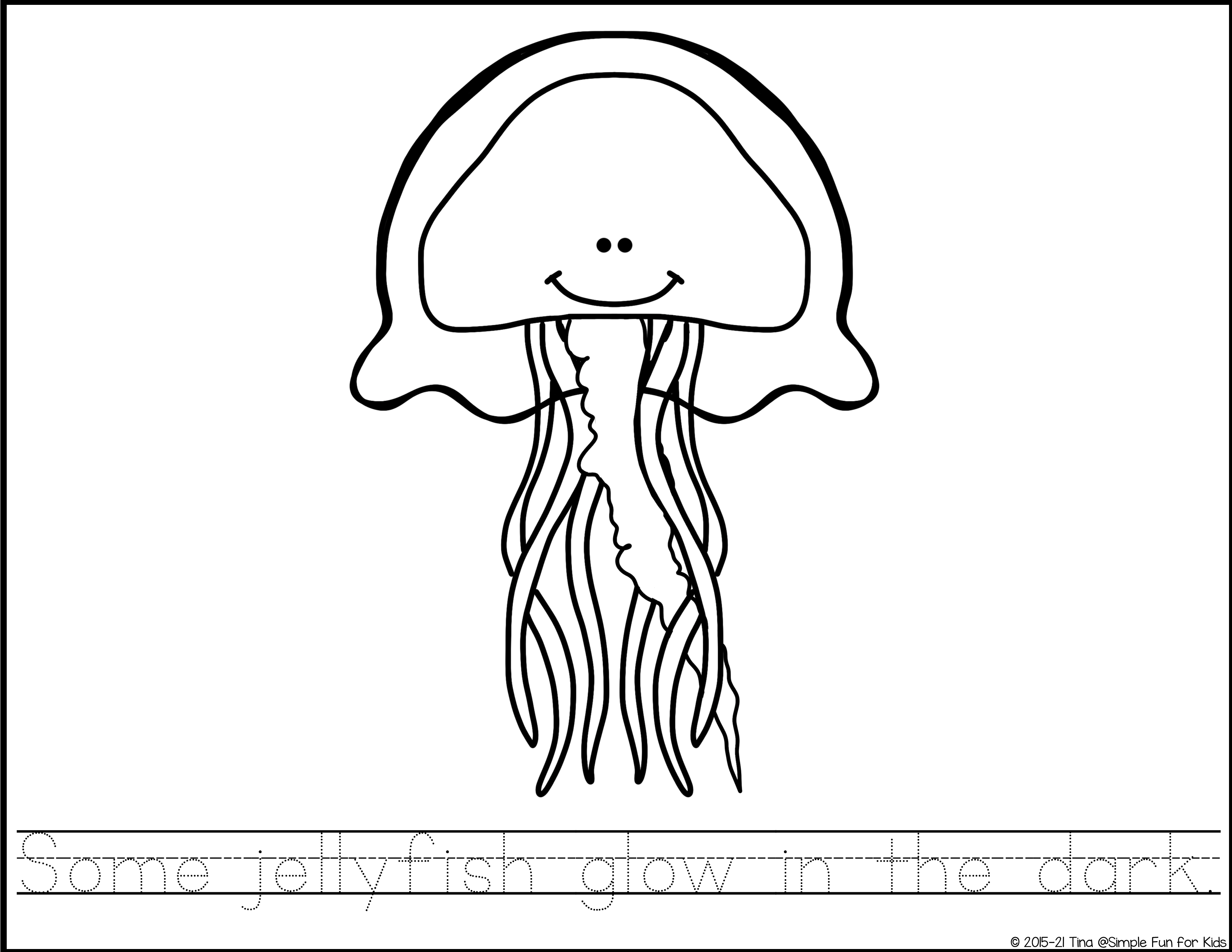 Jellyfish Coloring Page For Children Medusa Printable Image Jellyfish