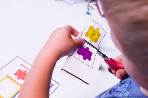 Rainbow Bear Color Match Cut and Paste Worksheet Printable - Simple Fun ...