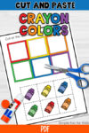 Crayon Cut, Color Match, and Paste Worksheet - Simple Fun for Kids