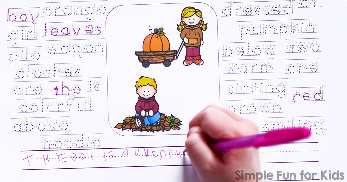 Fall Kids Writing Prompts for Kindergarteners - Simple Fun for Kids