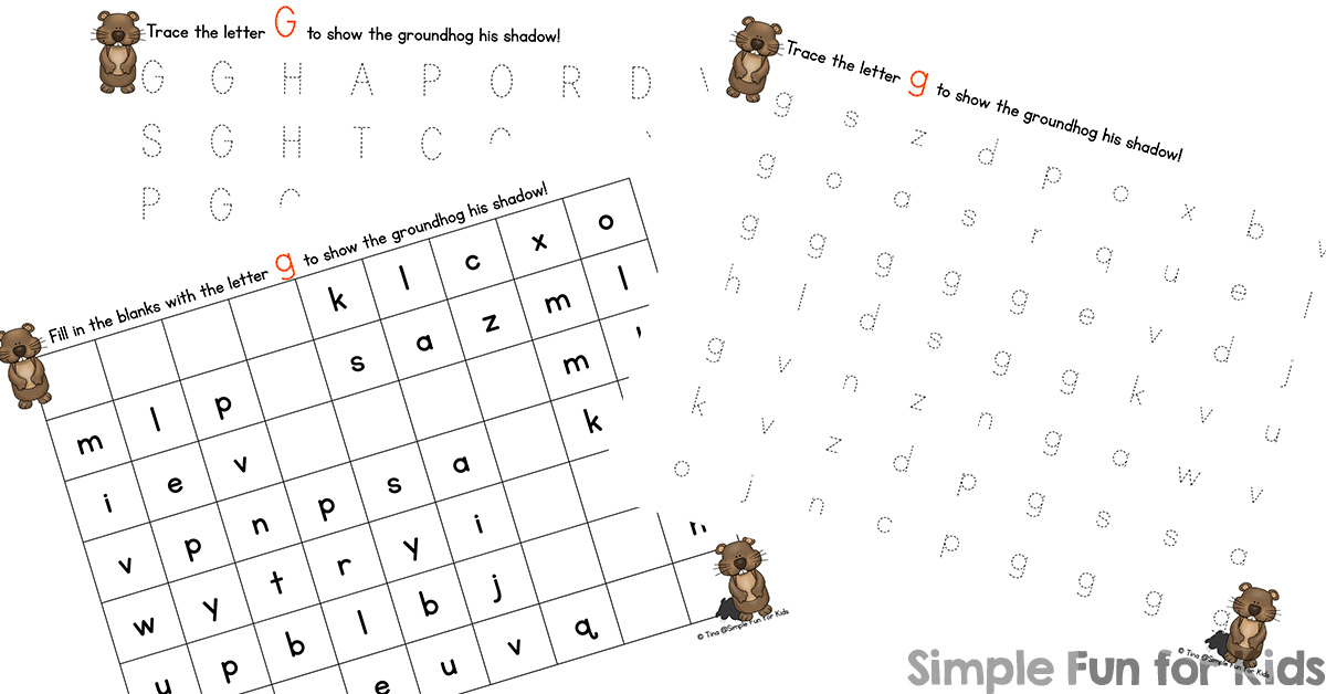 G is for Groundhog Handwriting Letter Mazes - Simple Fun for Kids