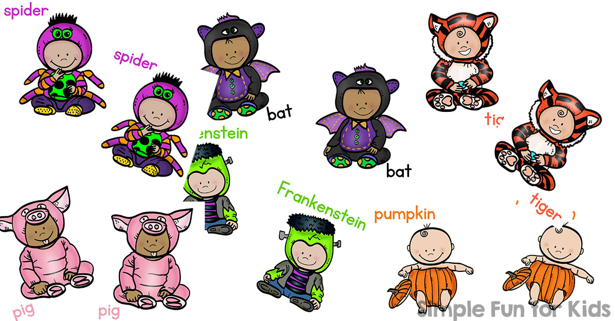 Halloween Baby Costumes Matching Game for Toddlers - Simple Fun for Kids